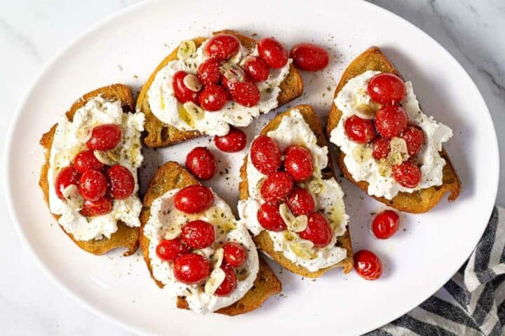 Ricotta Toast with Roasted Tomatoes - Midwest Foodie