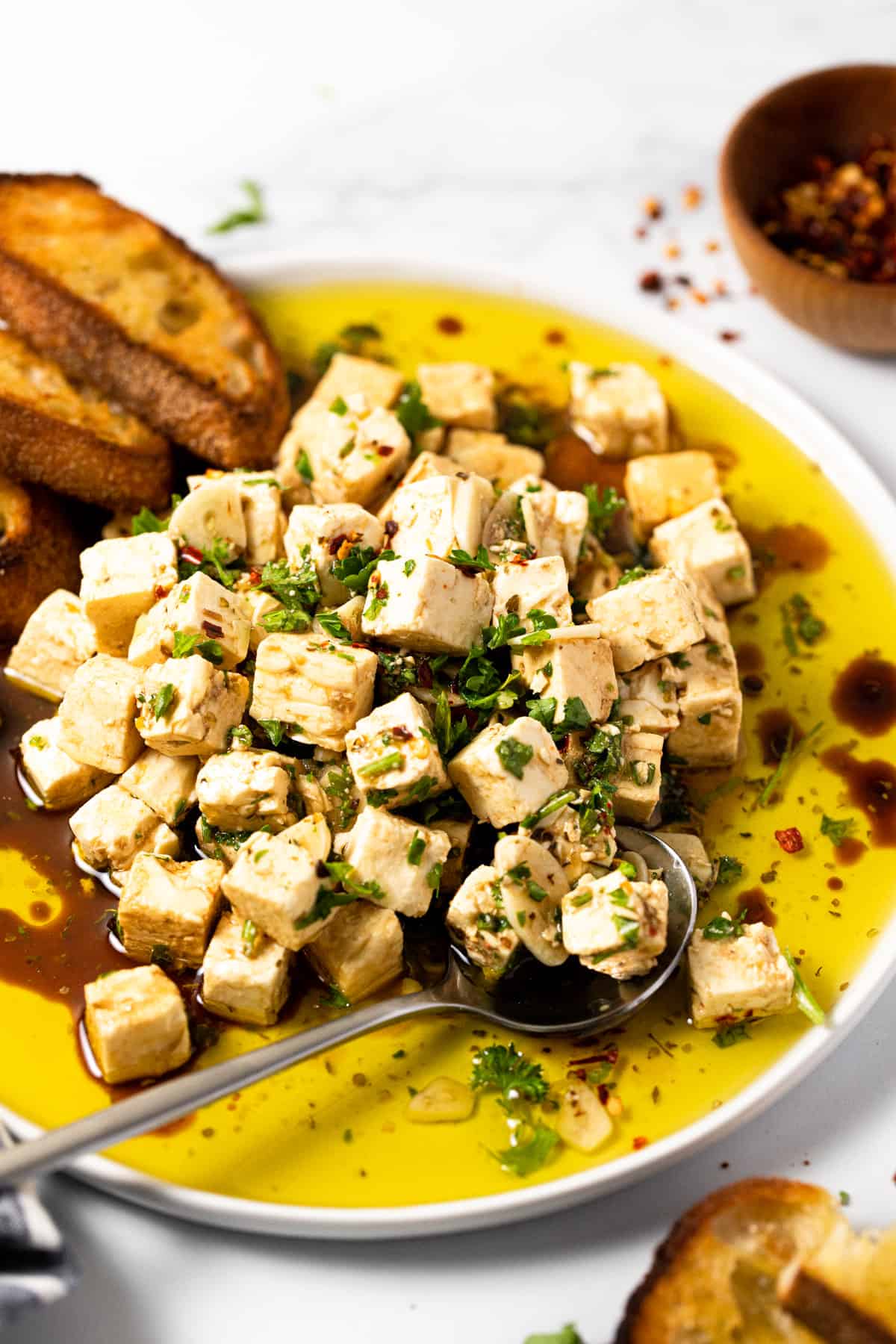 Garlic and Herb Marinated Feta - Midwest Foodie