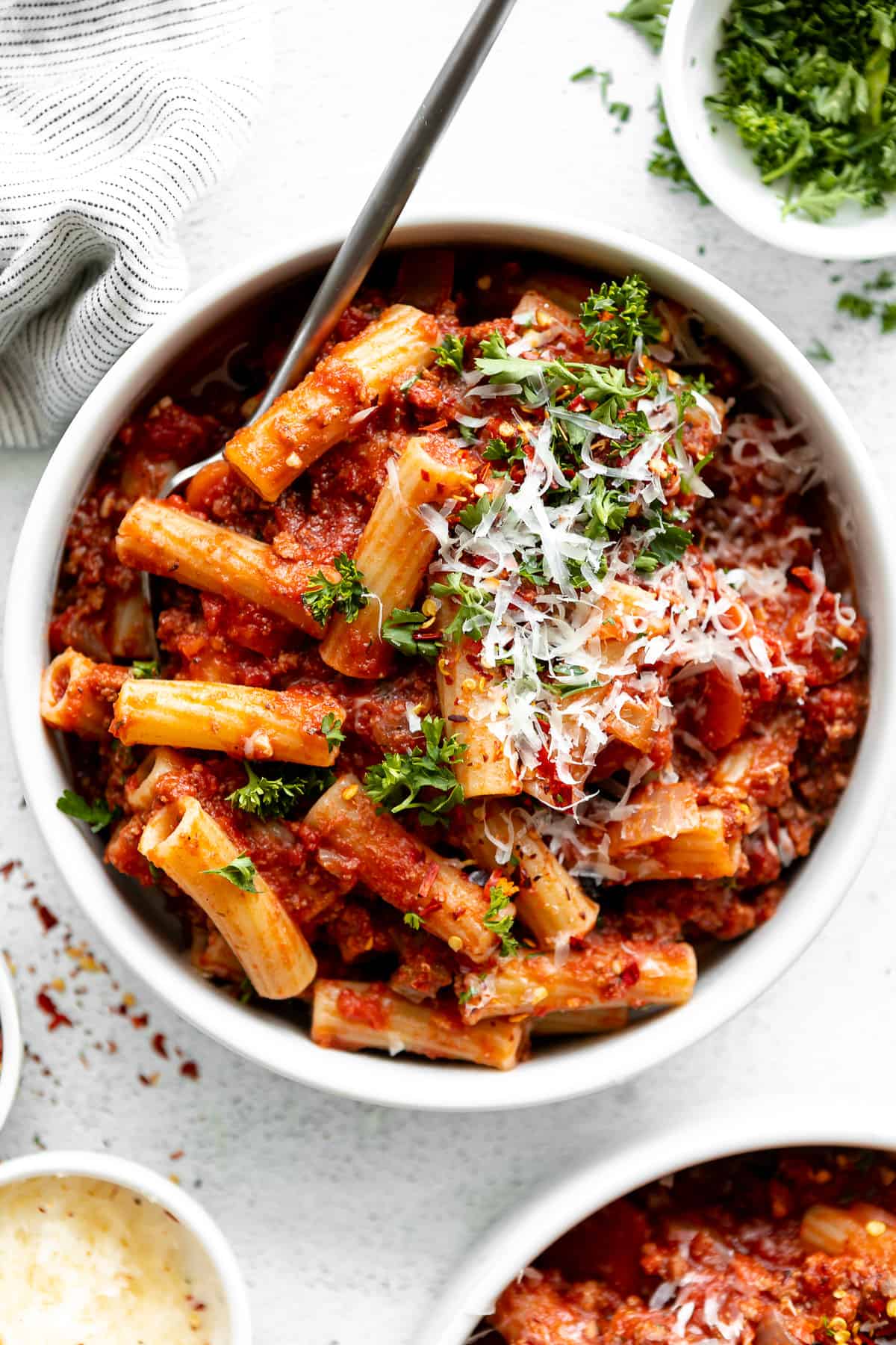 The Easiest Rigatoni Bolognese - Midwest Foodie