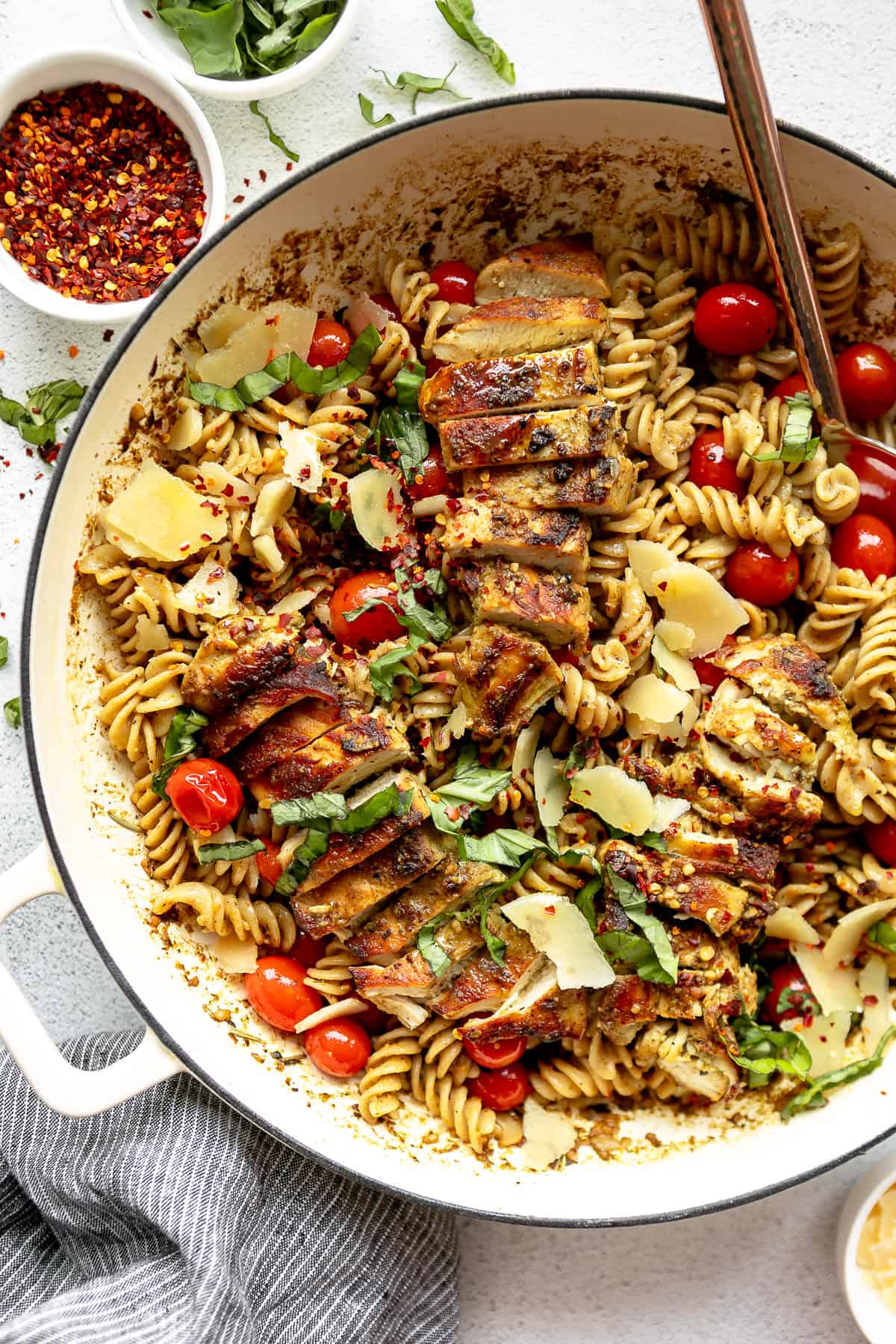 The Best Pesto Chicken Recipe with Pasta - Midwest Foodie