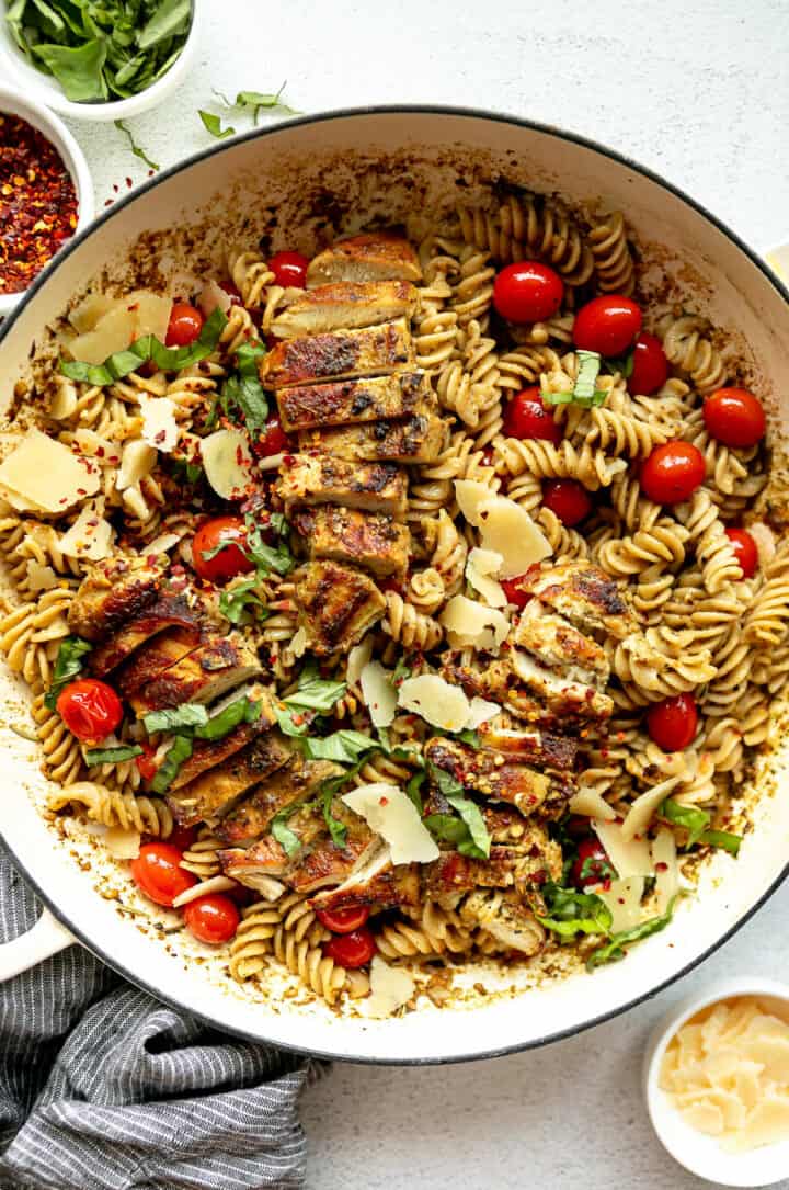 The Best Pesto Chicken Recipe with Pasta - Midwest Foodie