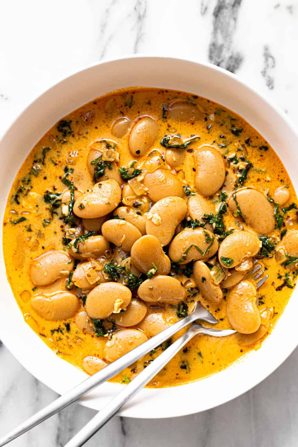 One Pot Brothy Butter Beans with Kale - Midwest Foodie