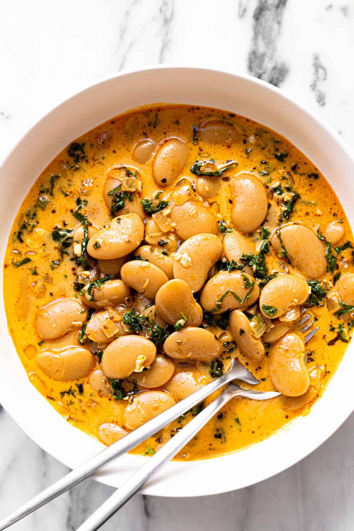 One Pot Brothy Butter Beans with Kale - Midwest Foodie
