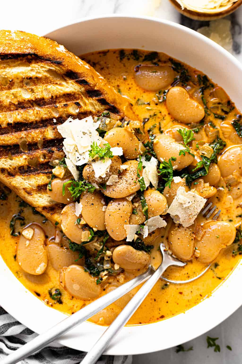 One Pot Brothy Butter Beans with Kale - Midwest Foodie
