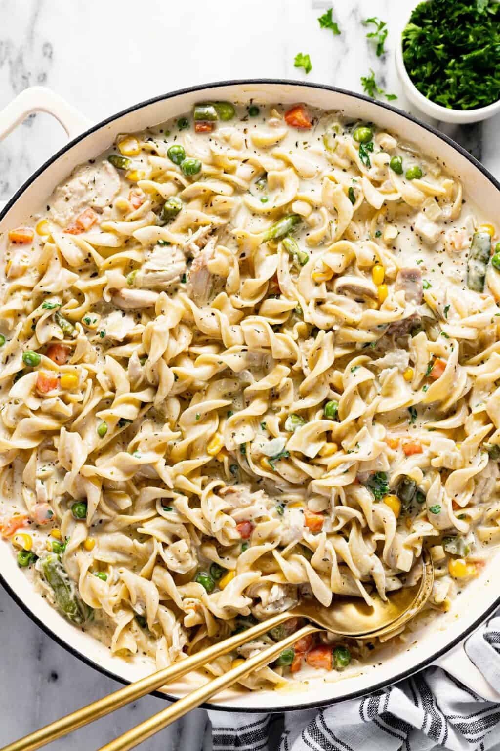 One Pan Chicken and Noodles Recipe (No Condensed Soup!) - Midwest Foodie