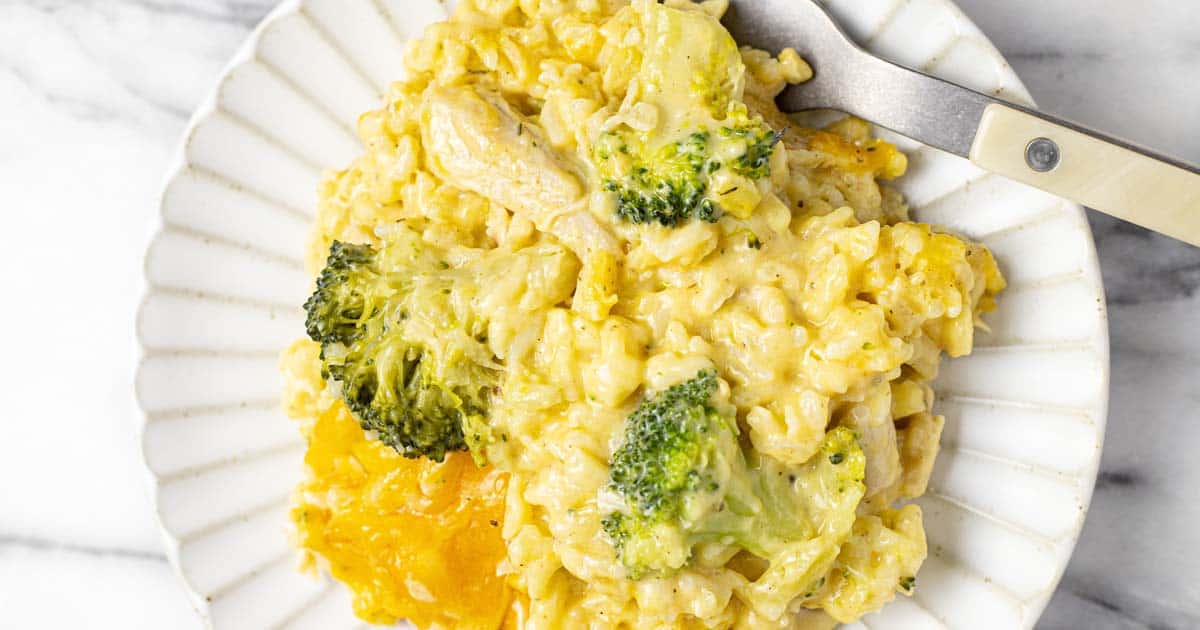 Cheesy Chicken Broccoli and Rice Casserole - Midwest Foodie