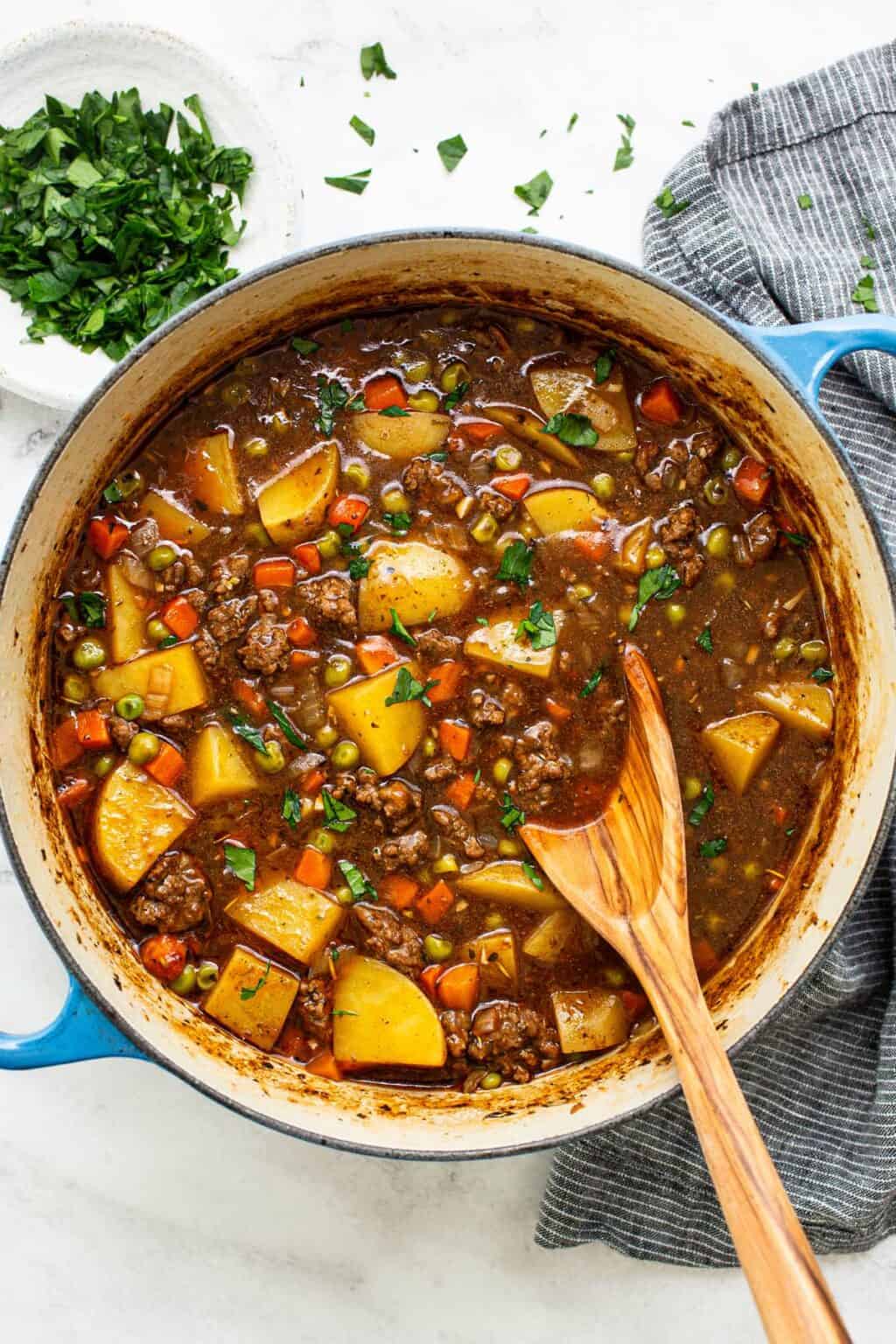 Easy One-Pot Hamburger Stew Recipe - Midwest Foodie