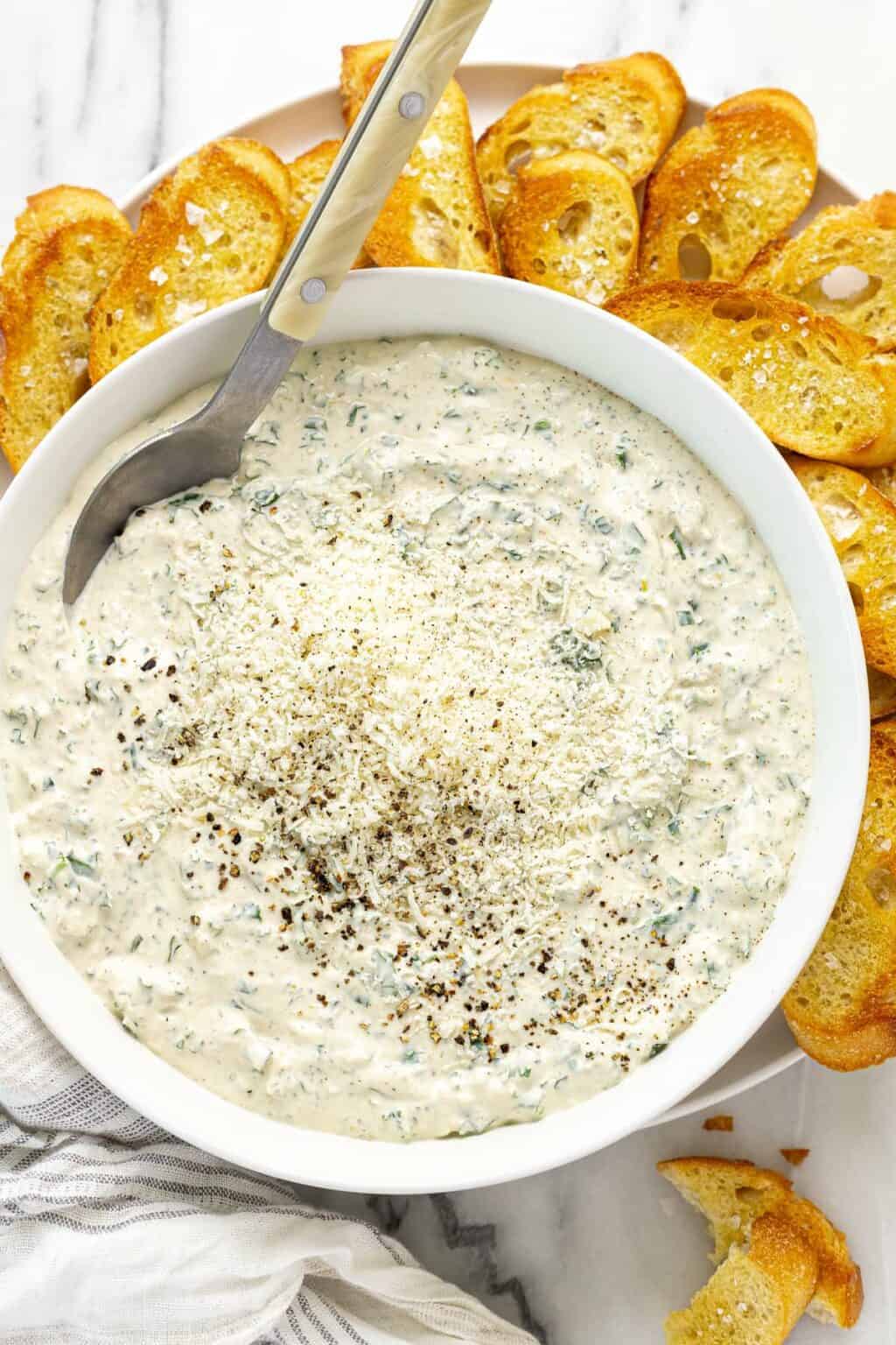 Lemony Kale Caesar Salad Dip - Midwest Foodie