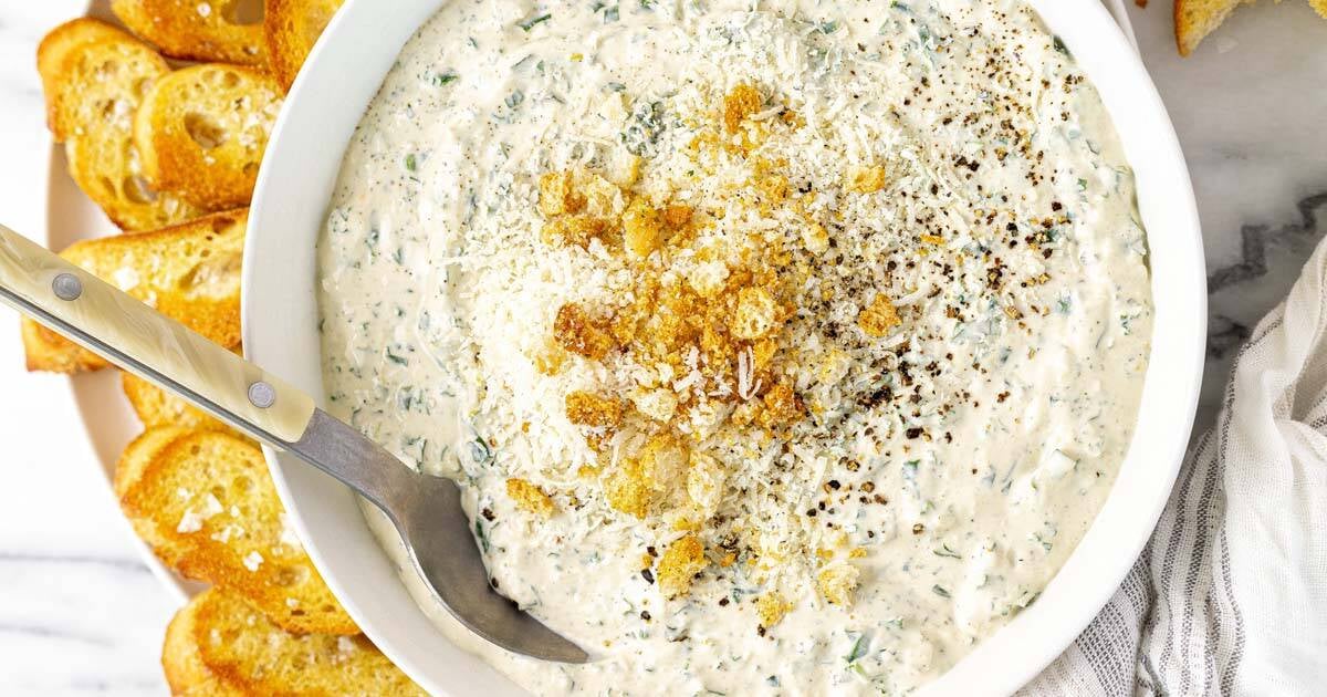 Lemony Kale Caesar Salad Dip - Midwest Foodie