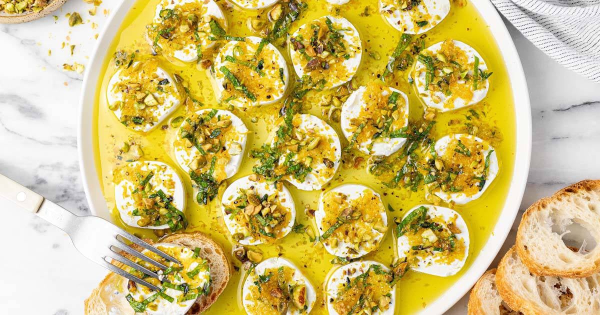 Easy Marinated Goat Cheese Appetizer - Midwest Foodie