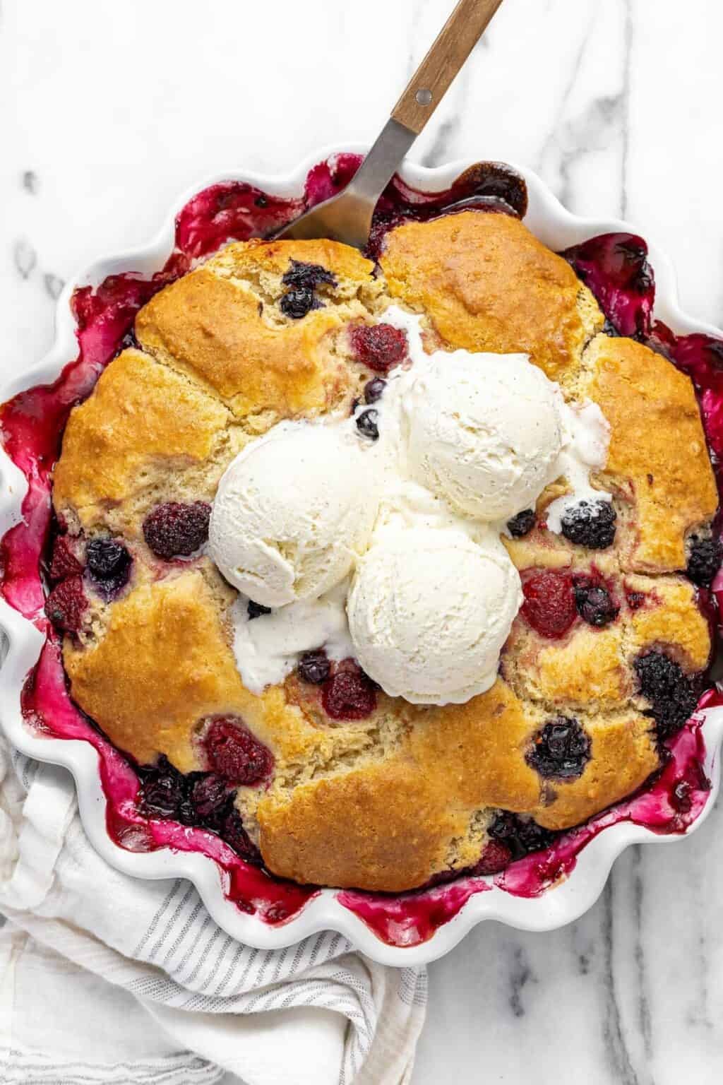 Easy Triple Berry Cobbler Recipe - Midwest Foodie